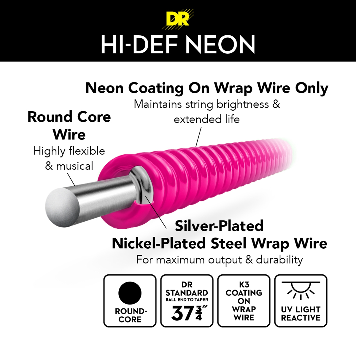 DR Strings Hi-Def Neon Pink Bass Medium - 5 String | Barnes & Mullins ...