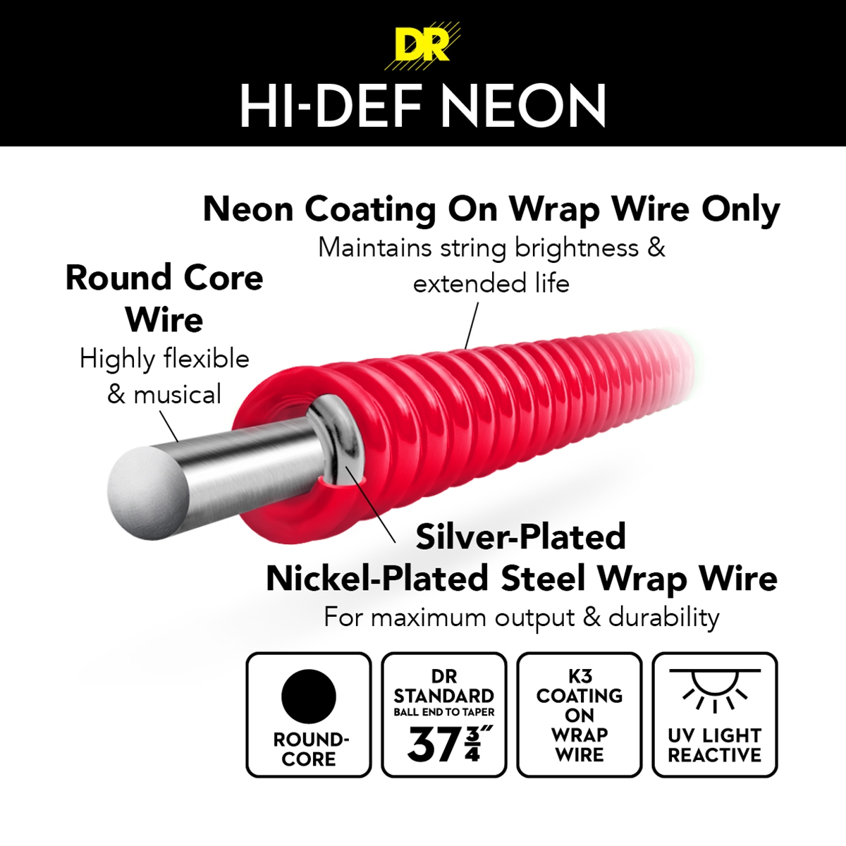 DR Strings Hi-Def Neon Red Bass Light - 5 String | Barnes & Mullins ...