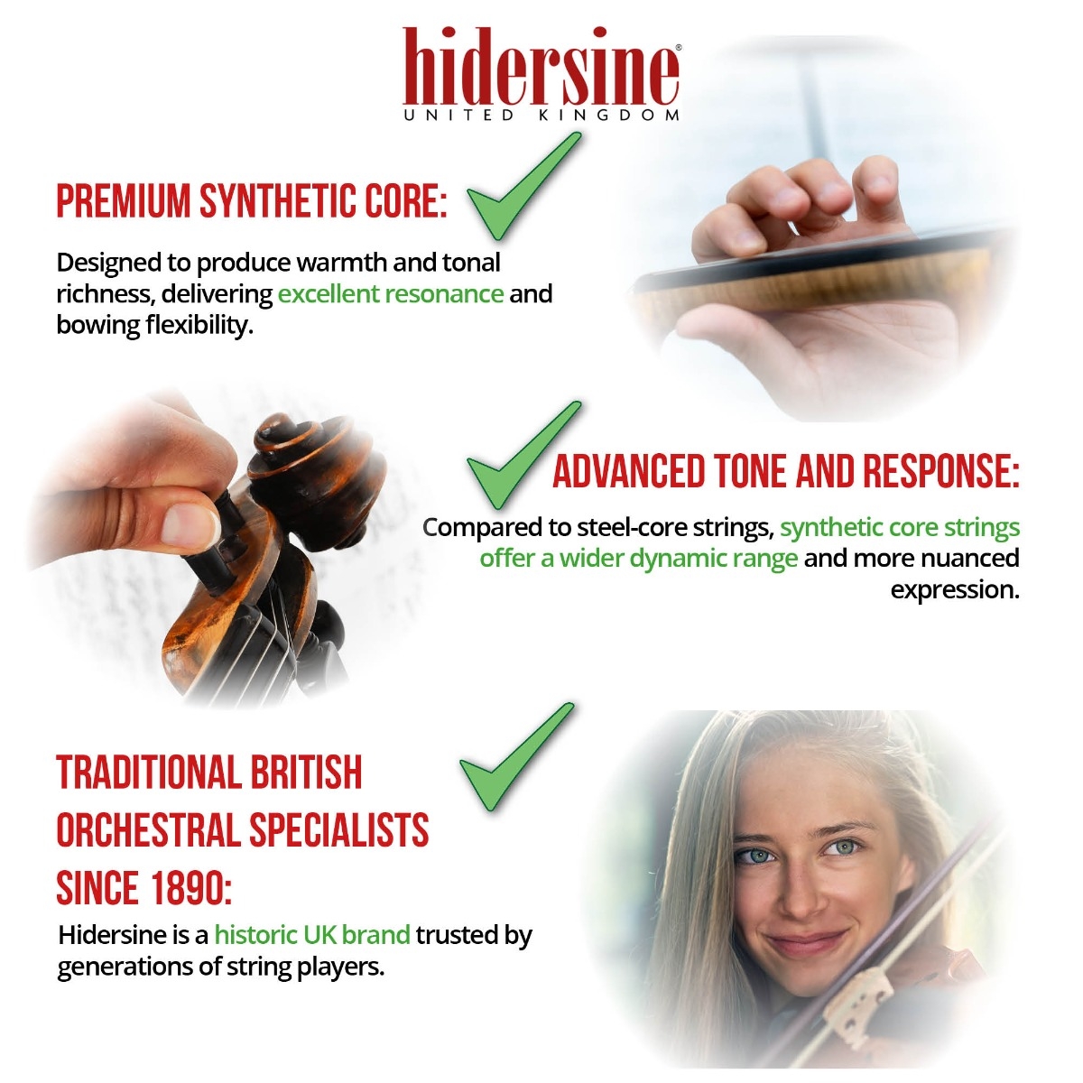 Hidersine Artista Violin String SET – Synthetic Core – 1/2 Size ...